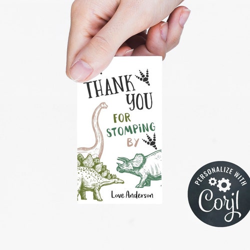 EDITABLE Dinosaur Favor Tag Printable Dinosaur Birthday Thank - Etsy