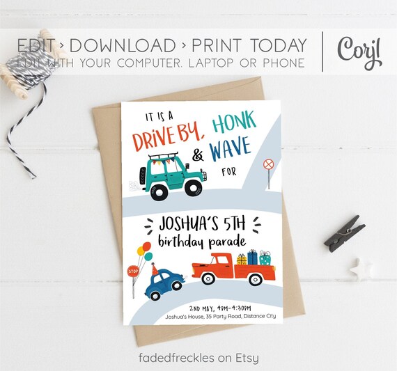 Drive by Invitation Drive by Parade Instant Download | Etsy