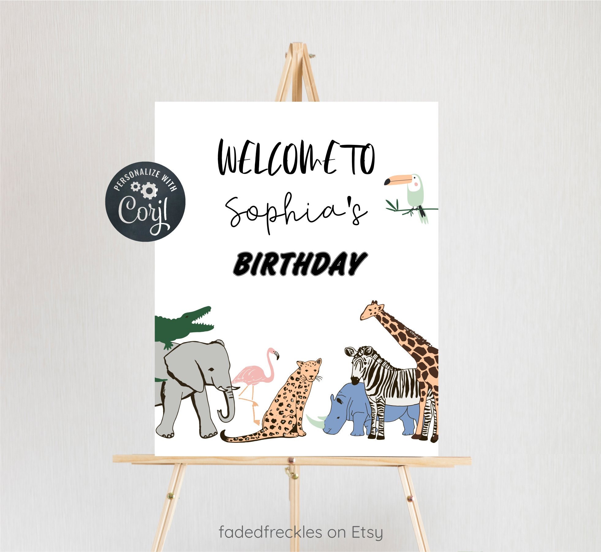 Wild Animals Welcome Sign Editable Zoo Wild One Welcome - Etsy UK