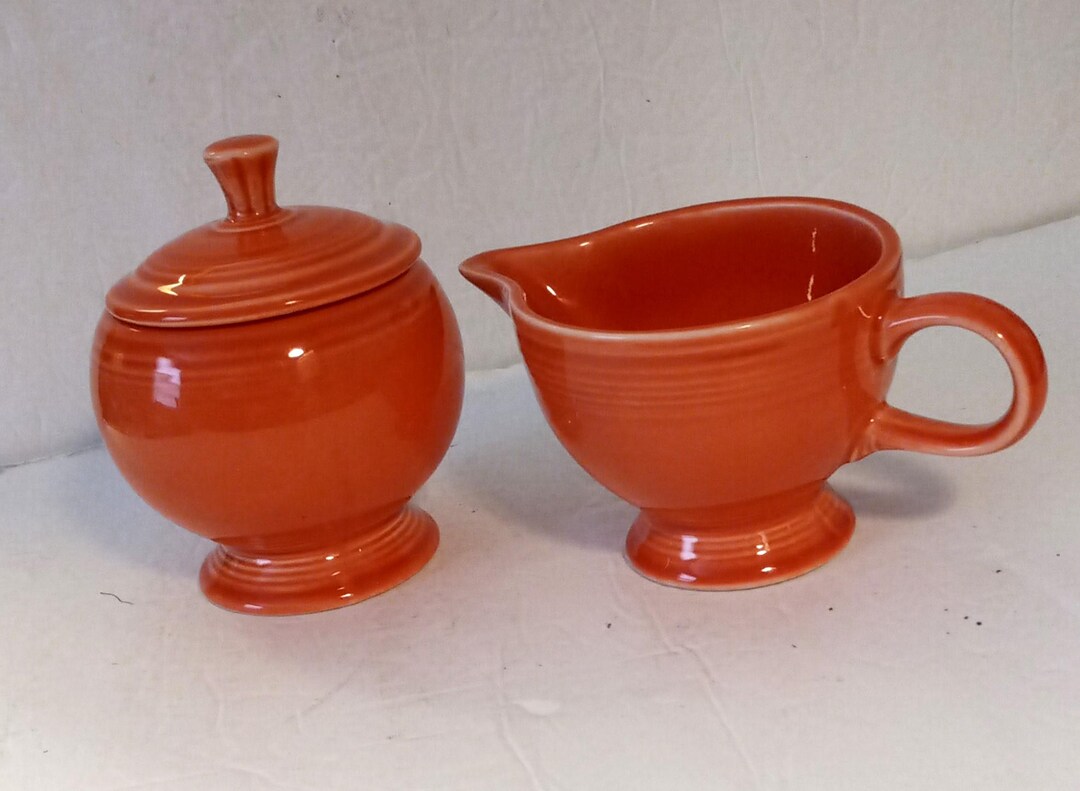 Fiesta Orange Creamer and Sugar Bowl - Etsy