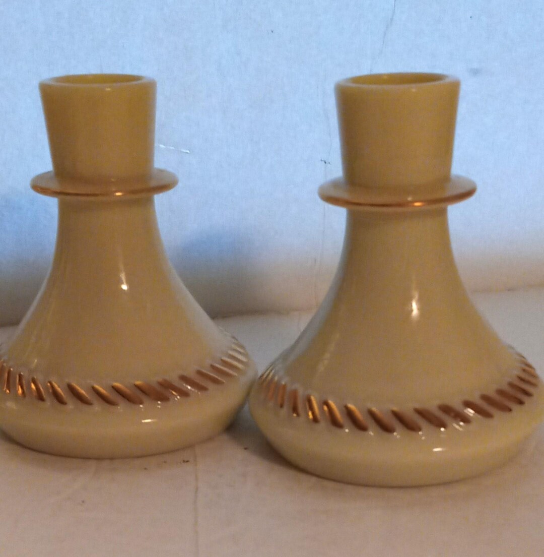 Wheatonware Mid-century Ivory Glass Candle Holders - 2 - Etsy