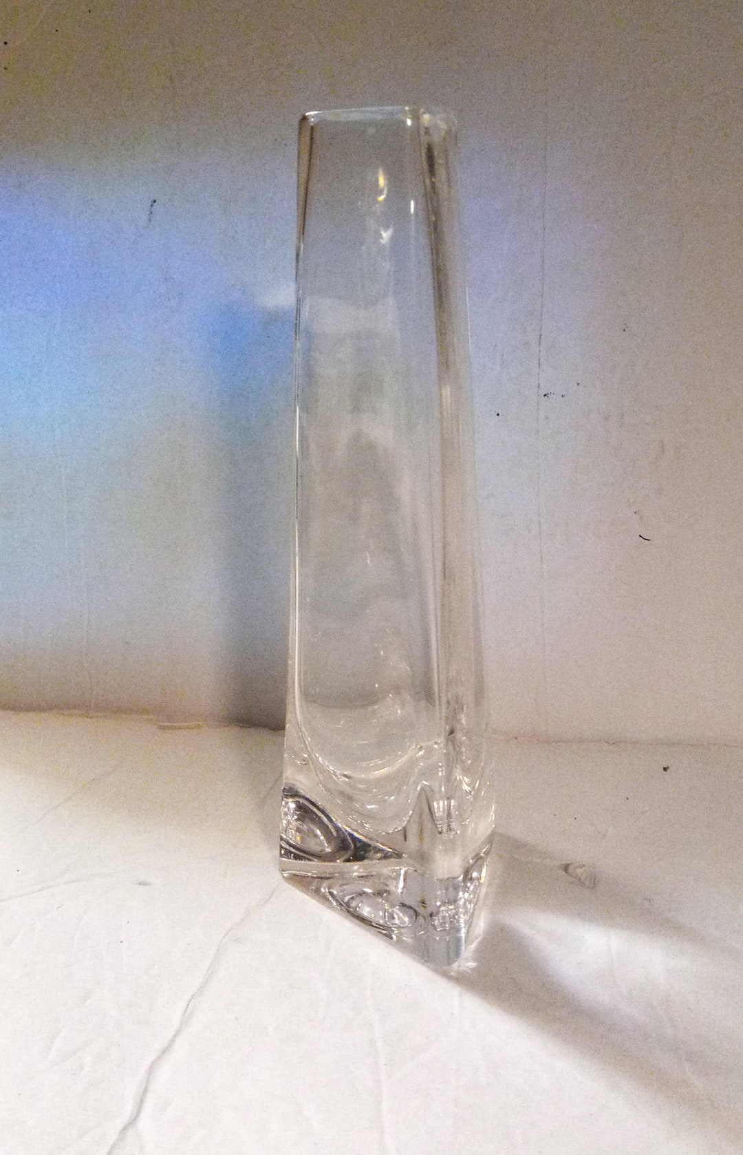 Vintage Crystal Triangle Bud Vase - Etsy