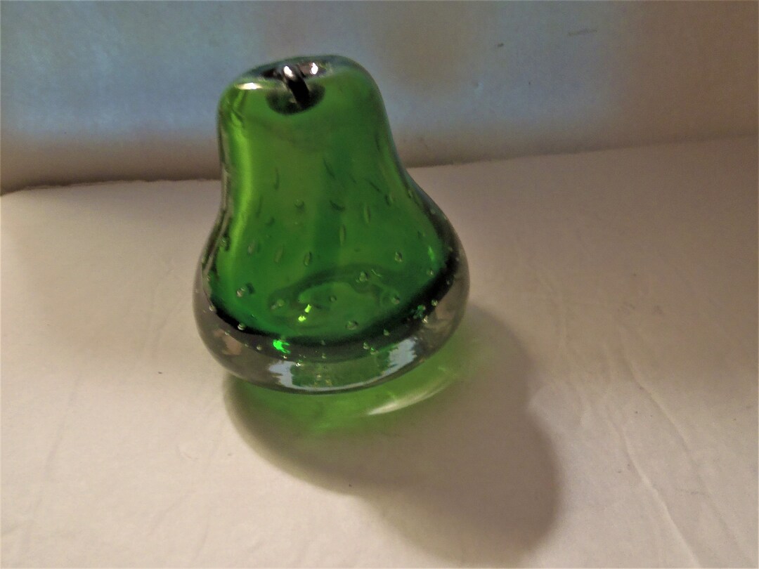 Green Crystal hobnail Style Pear Paperweight - Etsy