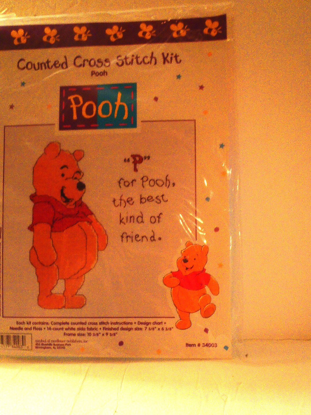 Symbol of Excellence "pooh" Counted Cross Stitch Kit #34003 - Etsy