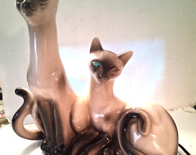 Mid-century Modern Siamese Cat Tv/table Lamp - Etsy