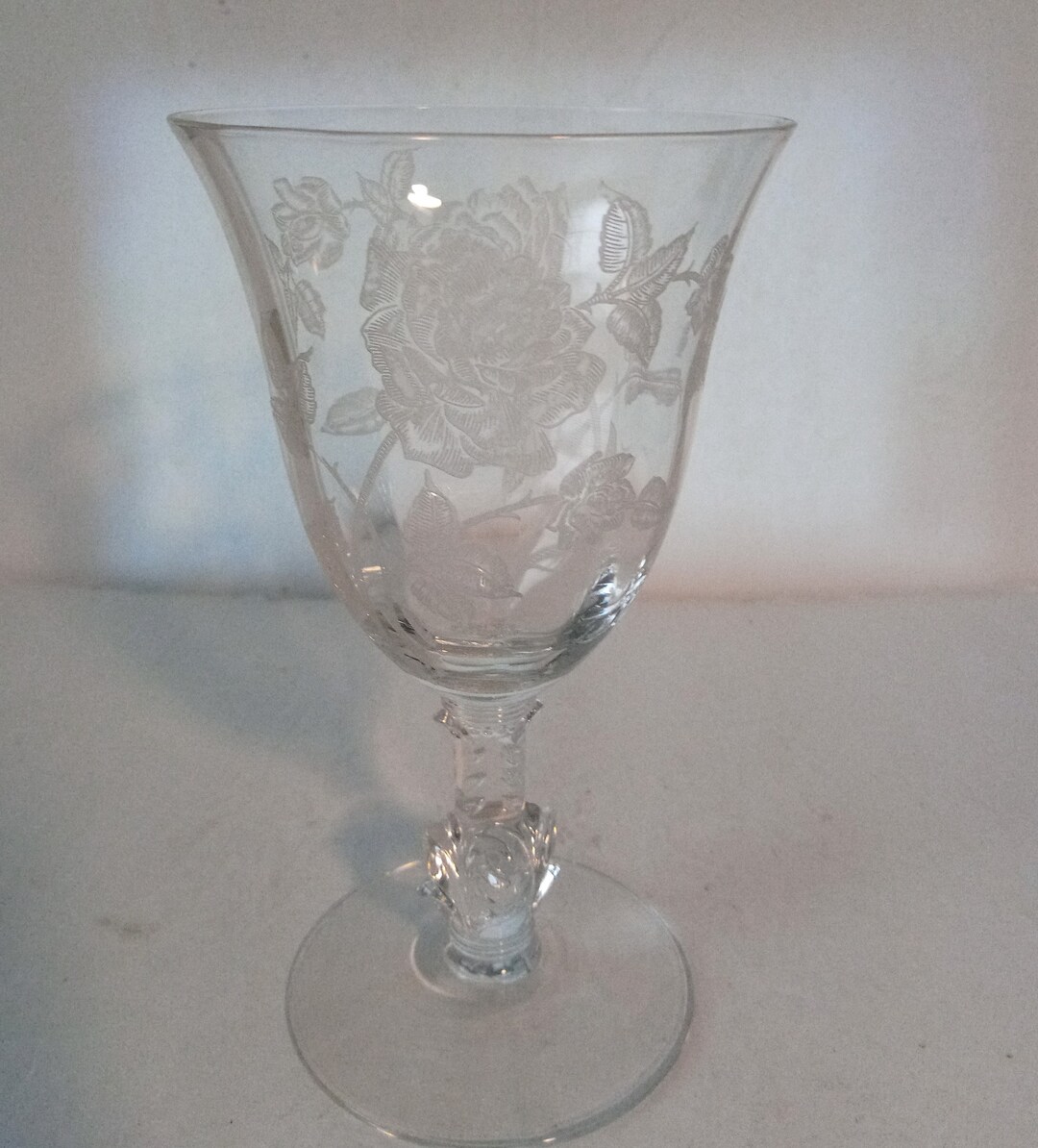 4 Heisey "rose" Glass Water Goblets - Etsy