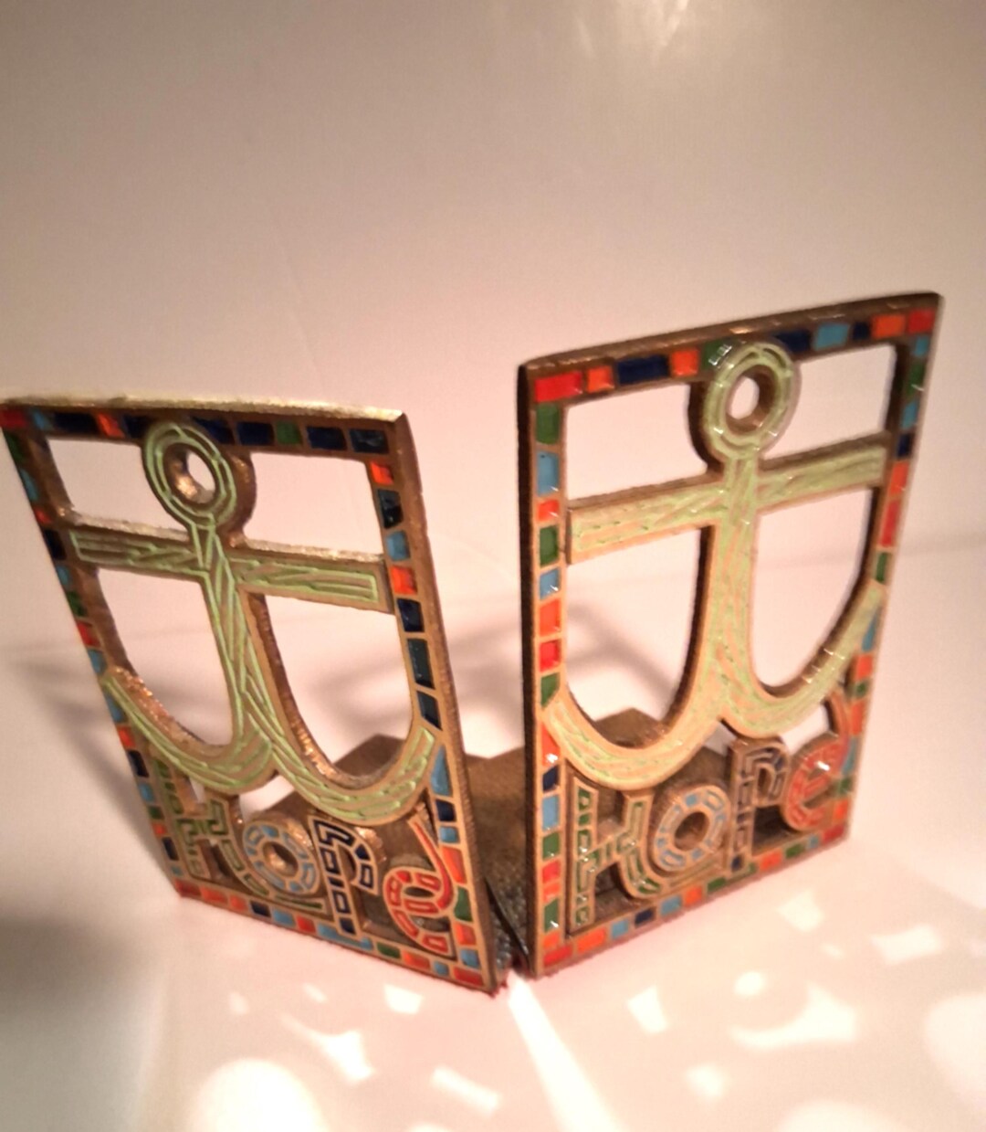 Brass Anchor & Hope Metal Bookends - Etsy