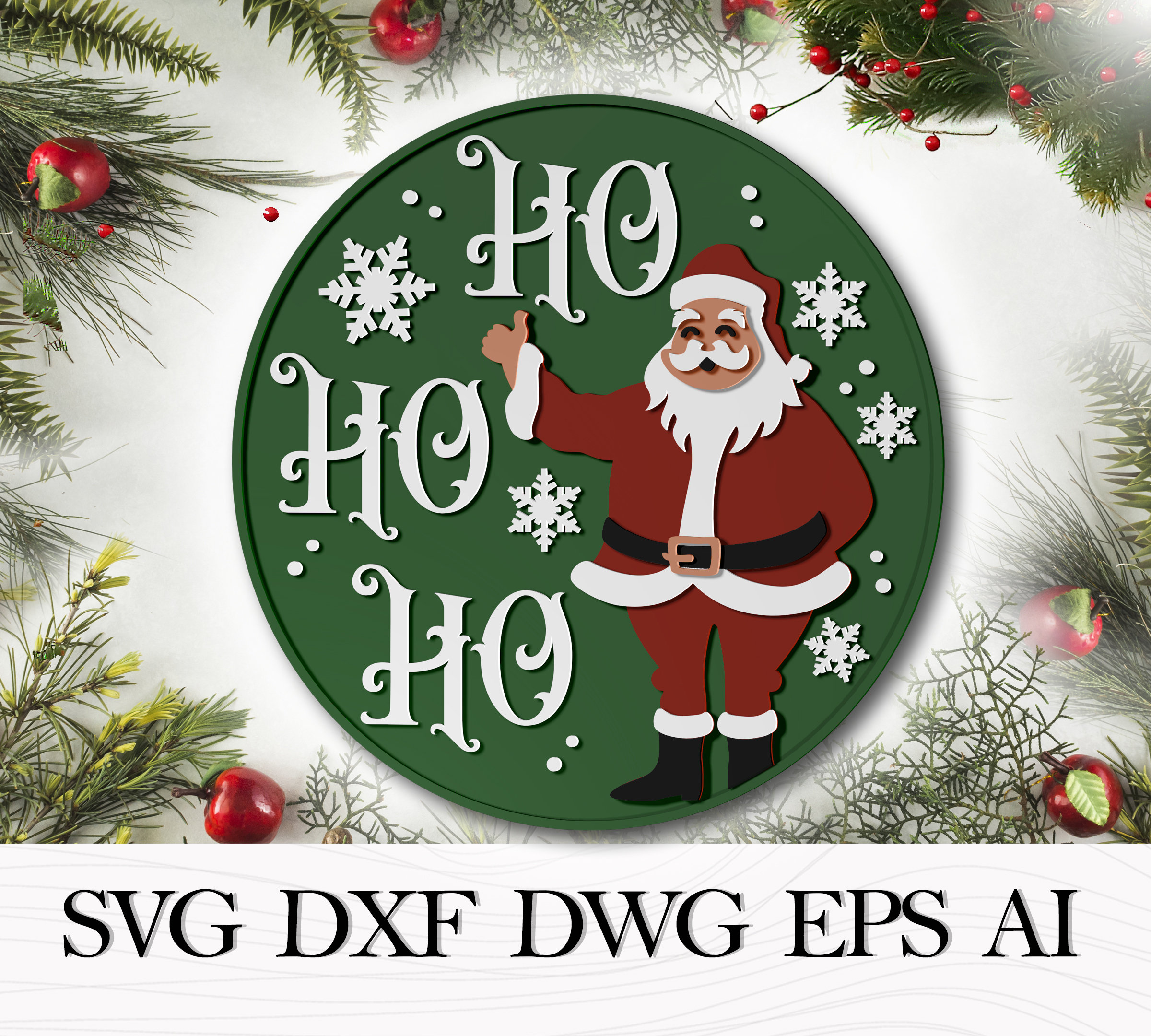 Christmas Design With Santa CNC File Christmas Christmas - Etsy