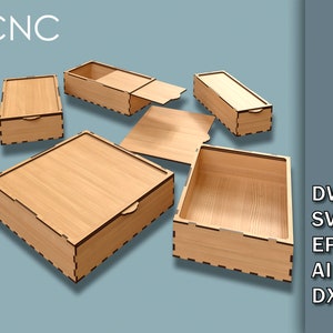 Square Box With Sliding Lid, 5 Boxes of Different Sizes, Storage Box ...