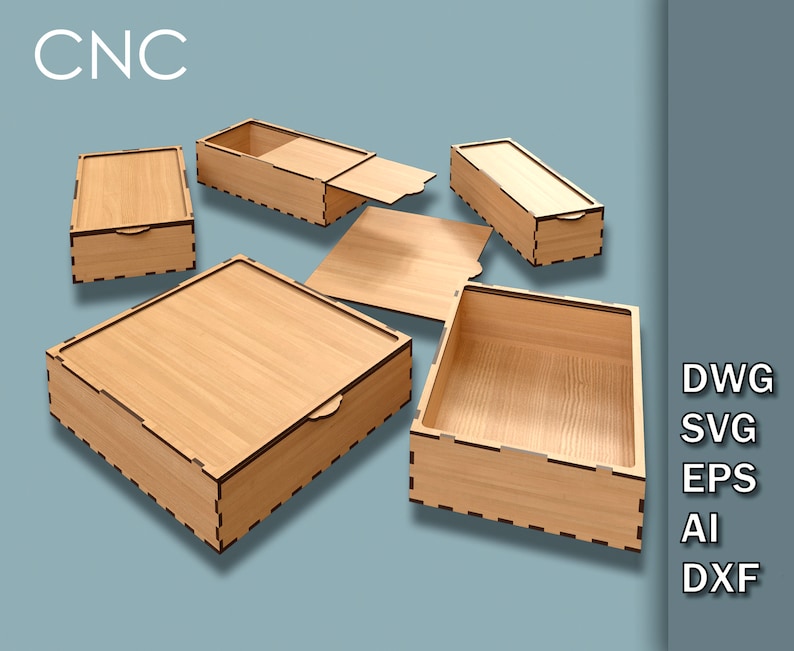 Square Box With Sliding Lid 5 Boxes of Different Sizes - Etsy