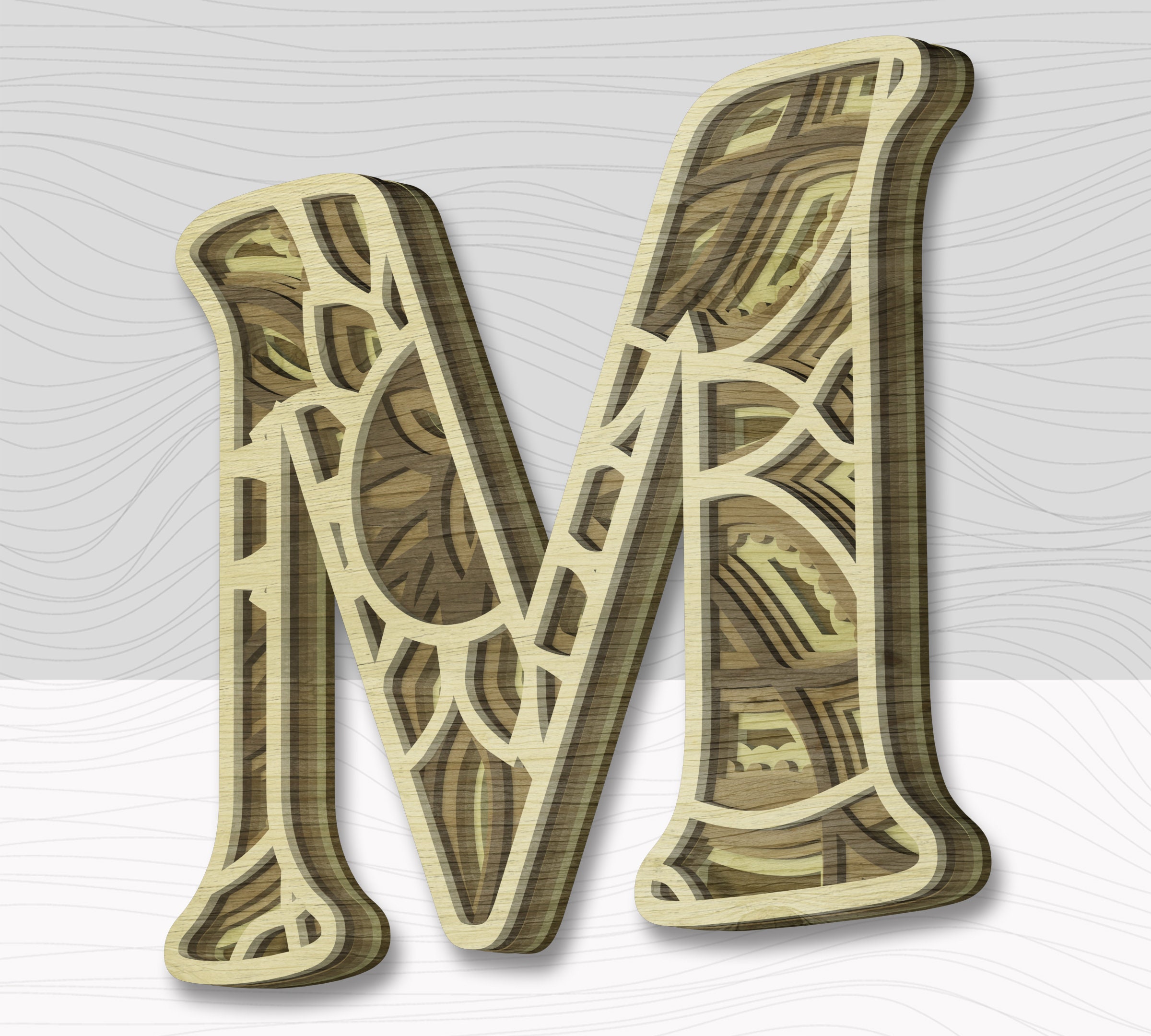 Layered Letter М Wall Decor Letter 3D Laser Cut Mandala - Etsy
