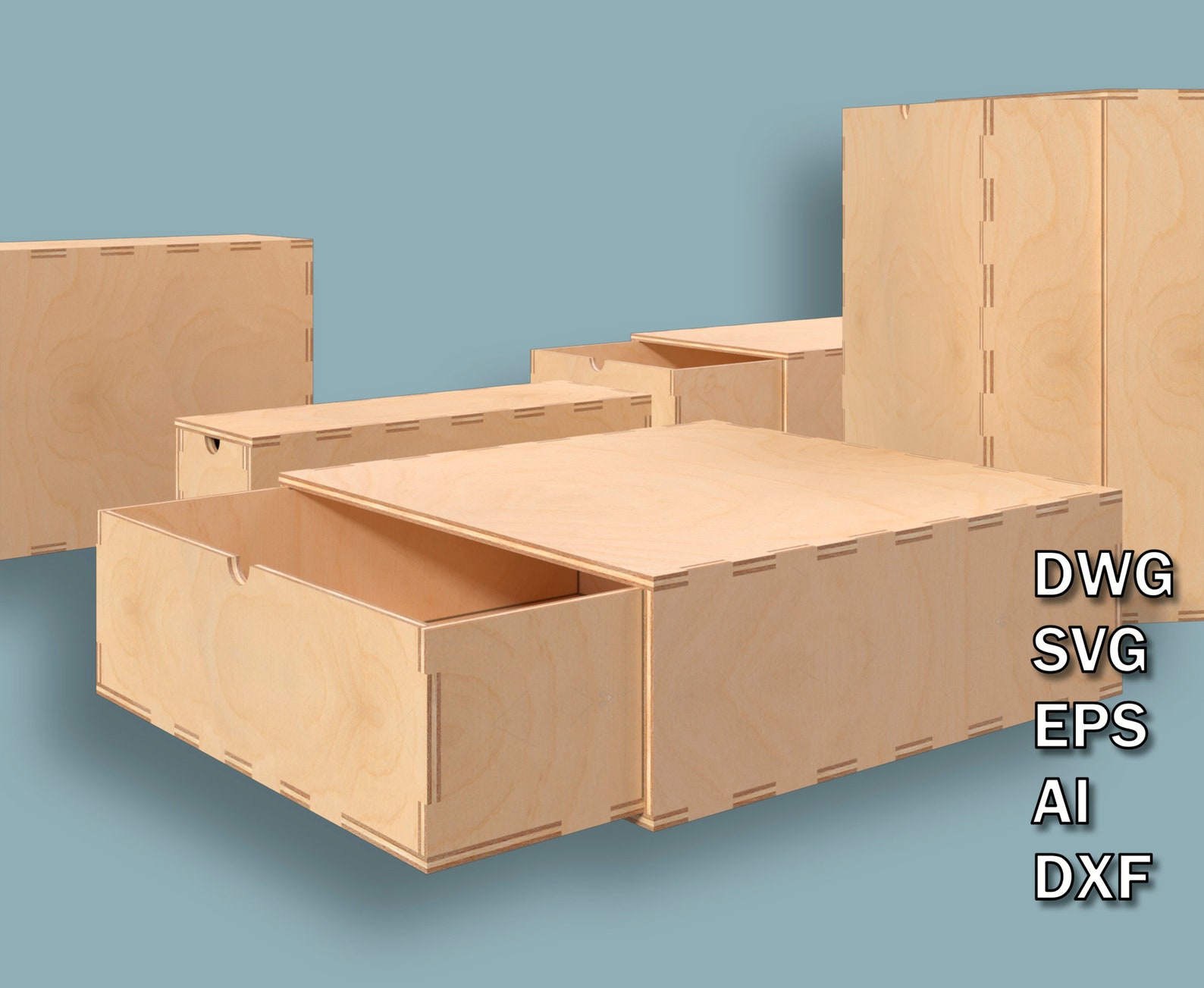 Wooden Box 5 Different Size Boxes Storage Box Set CNC Laser - Etsy