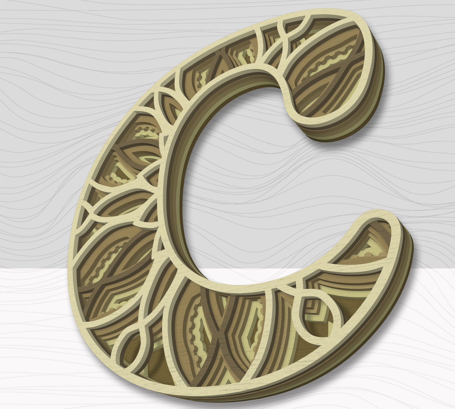 Multilayer Letter С, Digital File, Wall Art Layered, DXF Alphabet ...