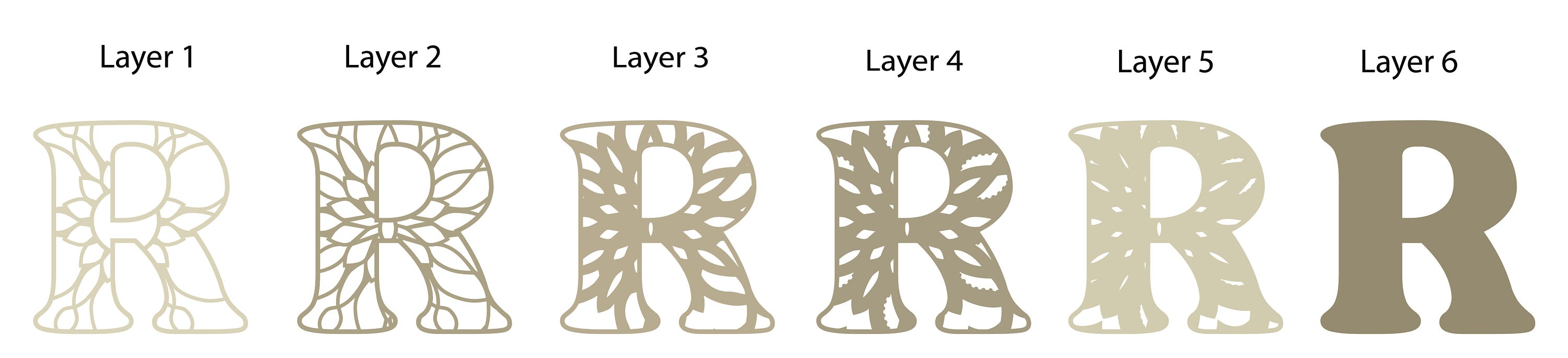 Layered Letter R SVG Alphabet 3D Letters Multilayer Mandala | Etsy