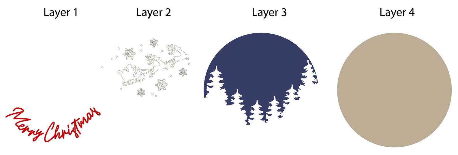 Merry Christmas Digital Cut File Design With Santa's | Etsy