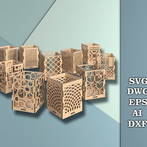 Pencil Holder Box Svg, CNC Laser Cutting Files, Pen and Pencil Holder ...