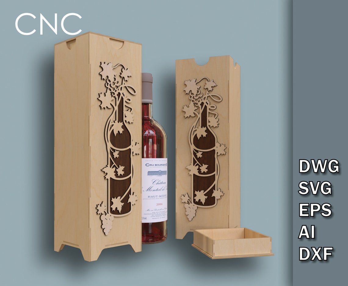 Wine Bottle Box Svg, Ceremony Wine Bottle Box, CNC Laser Cut Files ...