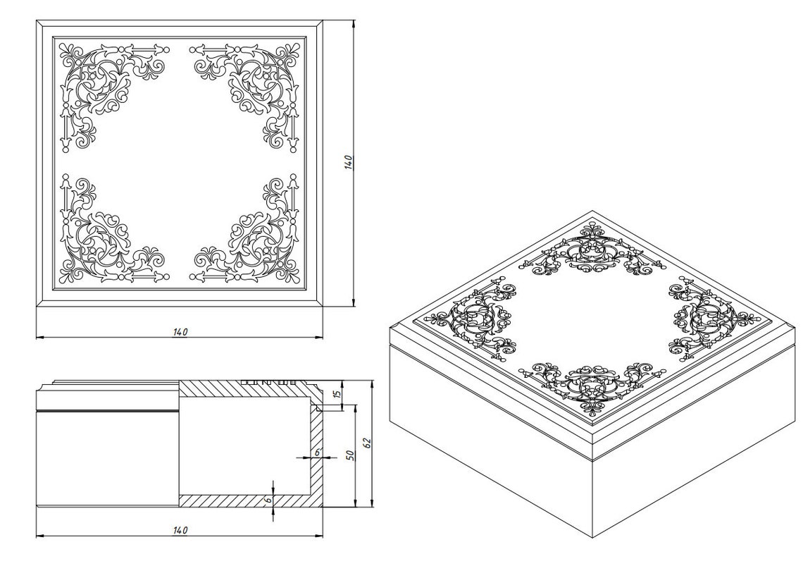 Square Jewelry Storage Box STL, Box With Lid, STL Models for 3D ...