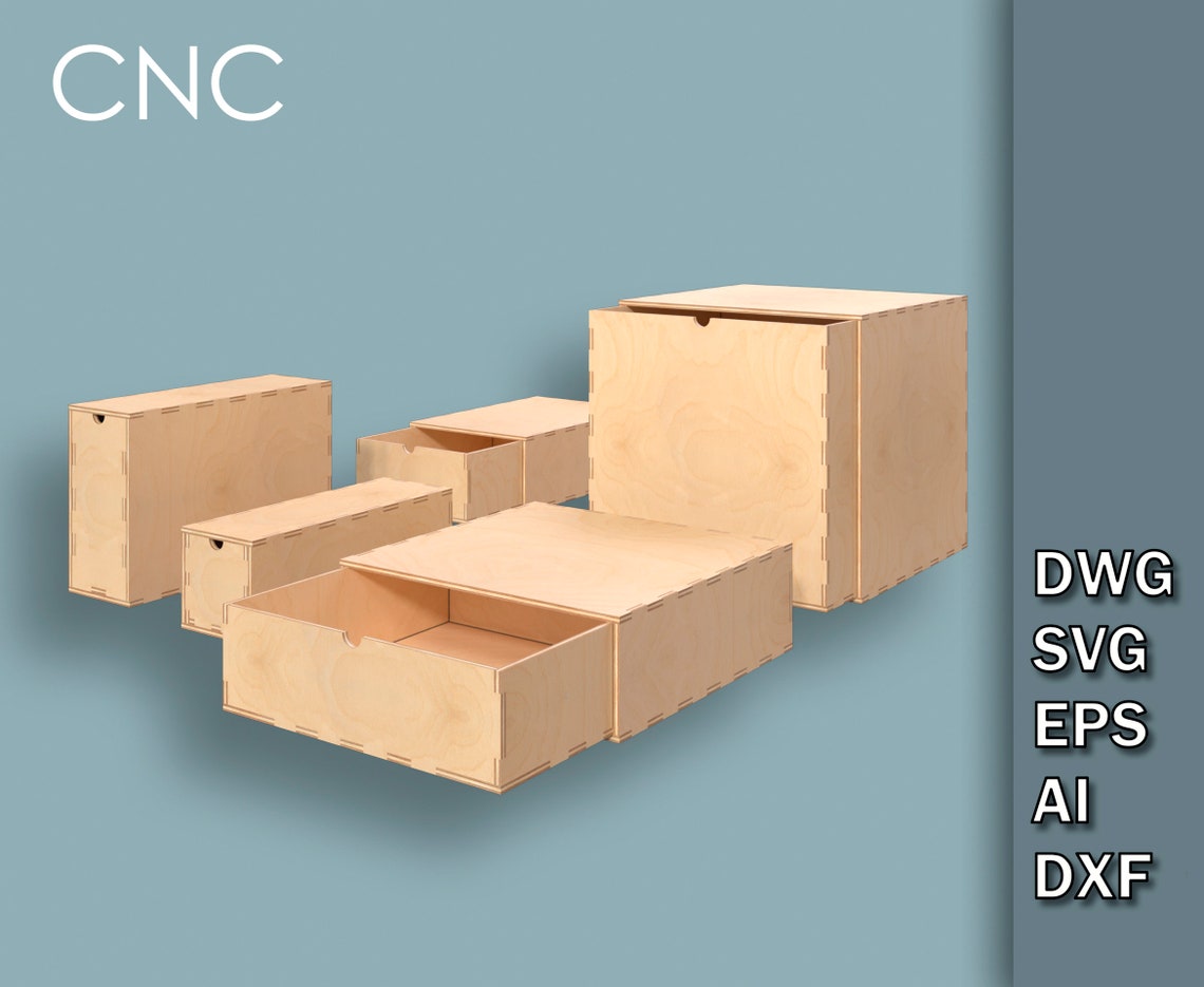 Wooden Box 5 Different Size Boxes Storage Box Set CNC Laser - Etsy