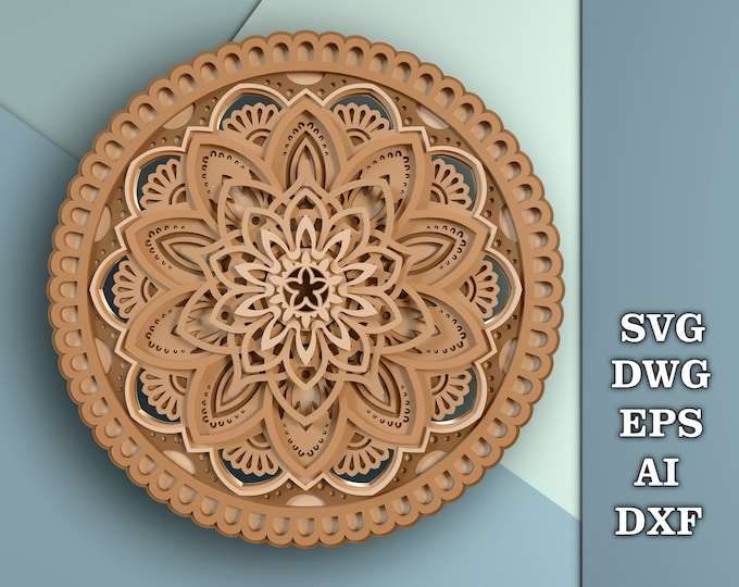 Multilayer Mandala SVG Dxf, 3D SVG Mandala, Cricut Mandala Svg, Laser ...