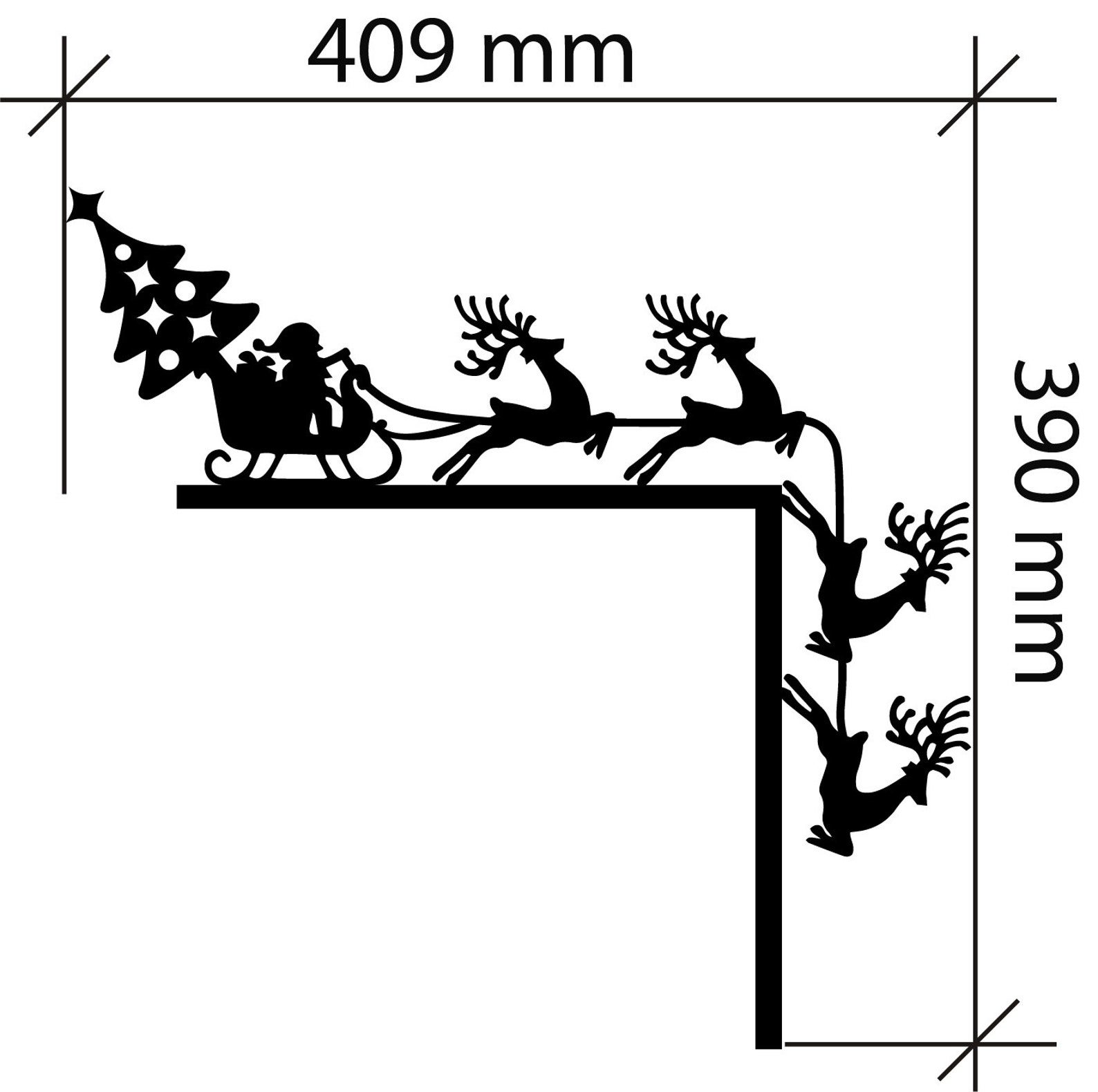 Christmas Door Corner Design With Santa Sleigh and Reindeer, Christmas ...