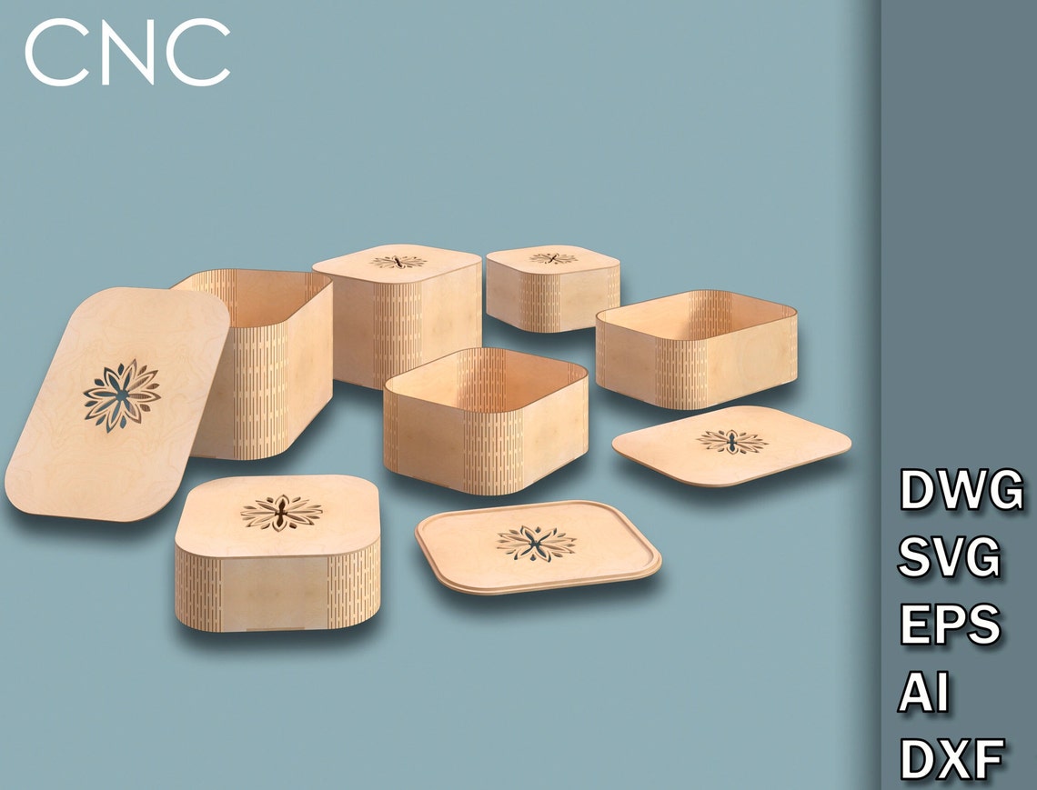 Living Hinge Box Flexible Vector Files for Laser Cutting 6 - Etsy