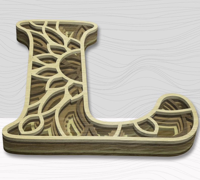 Layered Letter L, Layered Letter for Wall Decor, Digital File for CNC ...