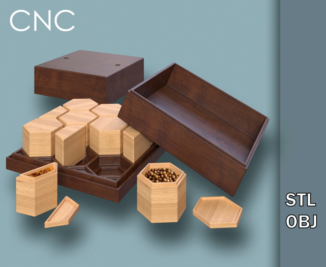 Spice Sets STL, Jars for Spices, Wooden Boxes for Spices, STL Models ...