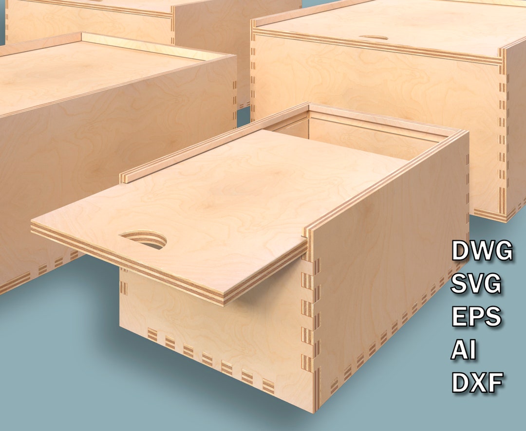 Set of Boxes With a Sliding Lid, 5 Plywood Boxes of Different Sizes ...