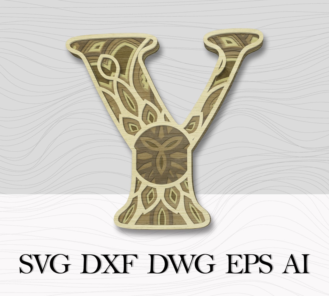 Layered Letter Y, SVG Alphabet, 3D Letters, Multilayer Mandala Letter Y ...