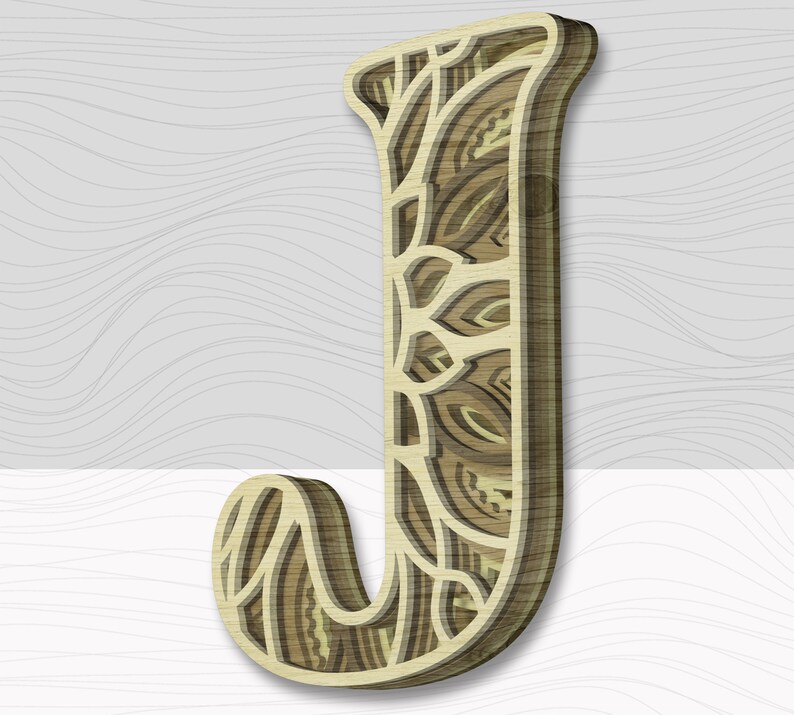Layered Letter J, SVG Alphabet, 3D Letters, Digital File for Cnc Laser ...