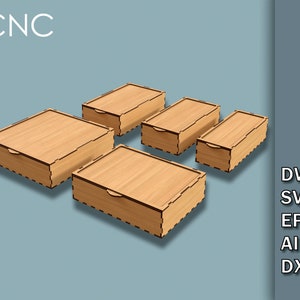 Square Box With Sliding Lid, 5 Boxes of Different Sizes, Storage Box ...