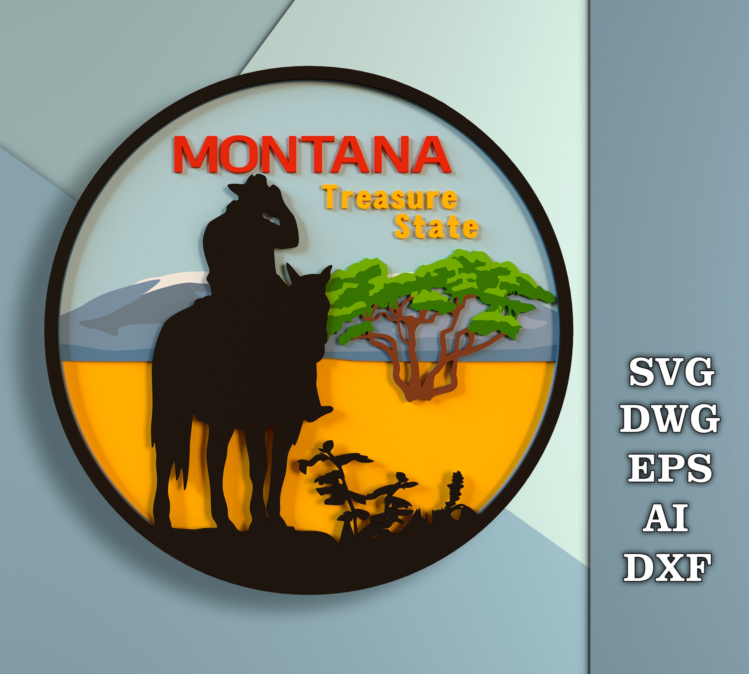 Montana Treasure State, States of America Svg, Montana Round Sign ...