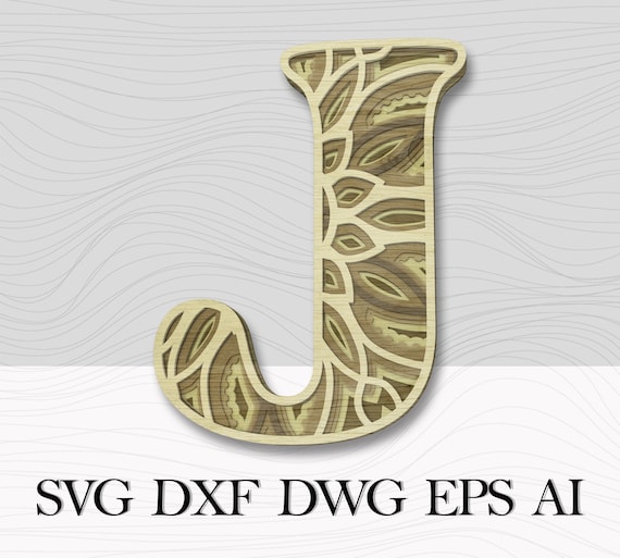 Layered Letter J SVG Alphabet 3D Letters Digital File for | Etsy