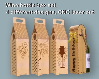 Wine Crate Box, Ceremony Wine Bottle Box Set, CNC Laser Cut Files, Wine ...