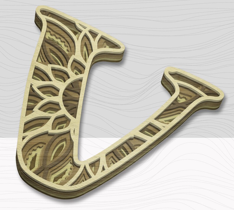 Layered Letter V SVG Alphabet 3D Letters Multilayer Mandala - Etsy