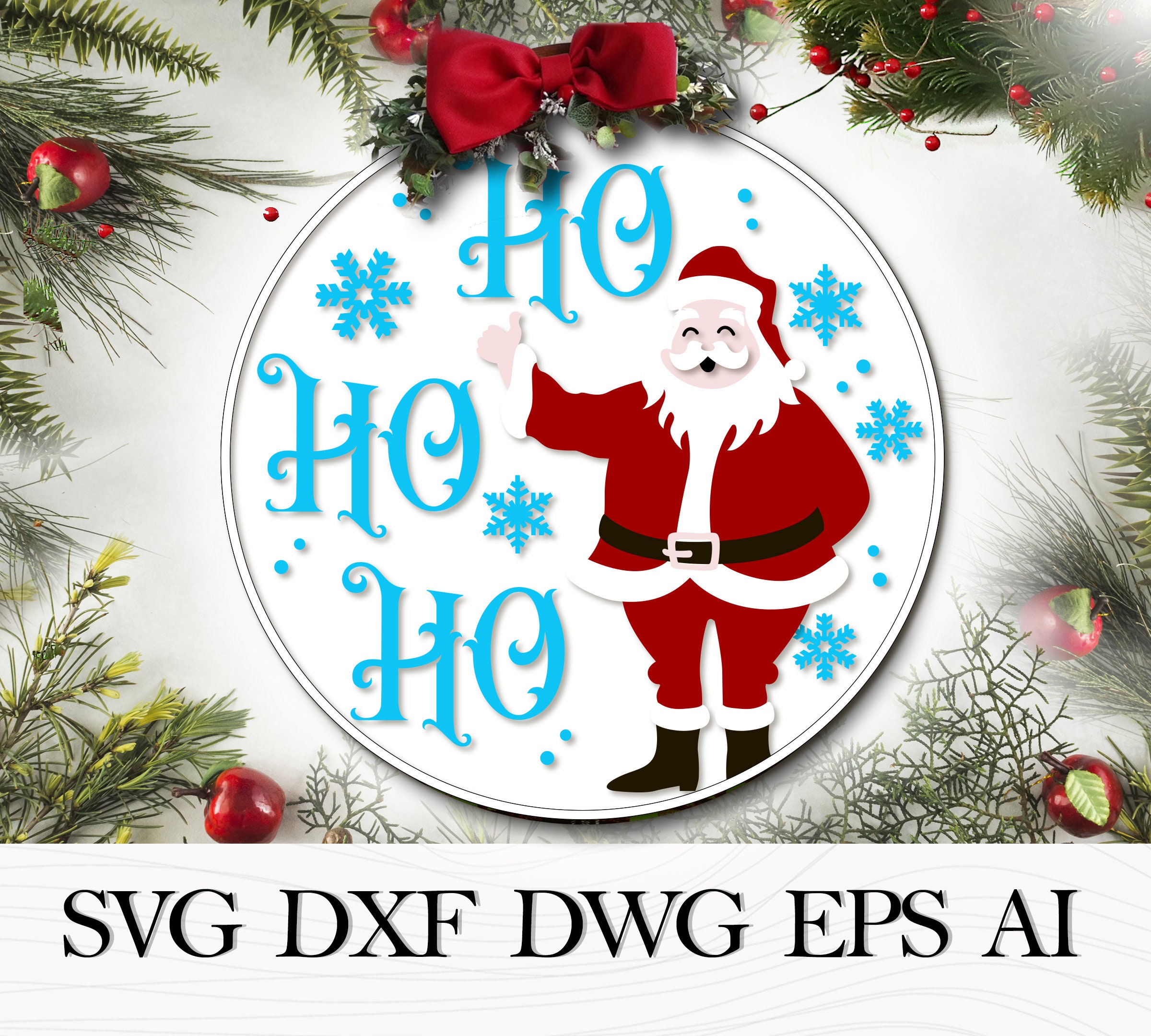 Christmas Design With Santa CNC File Christmas Christmas - Etsy