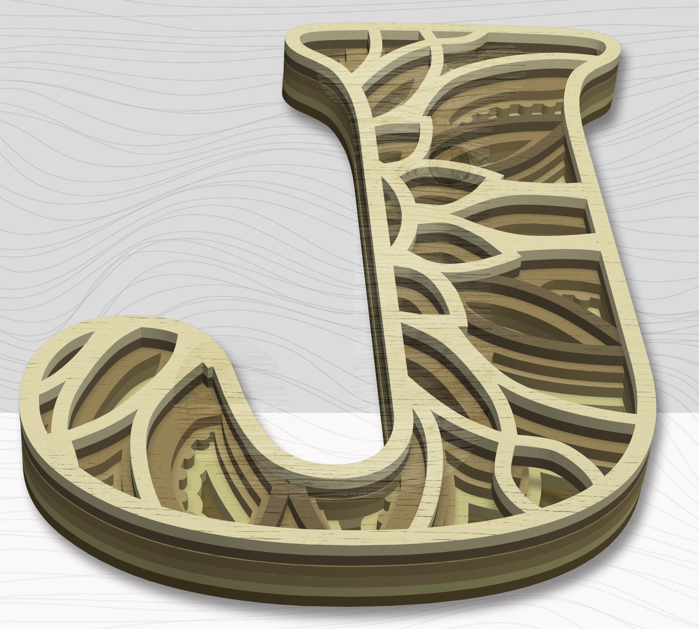 Layered Letter J SVG Alphabet 3D Letters Digital File for - Etsy