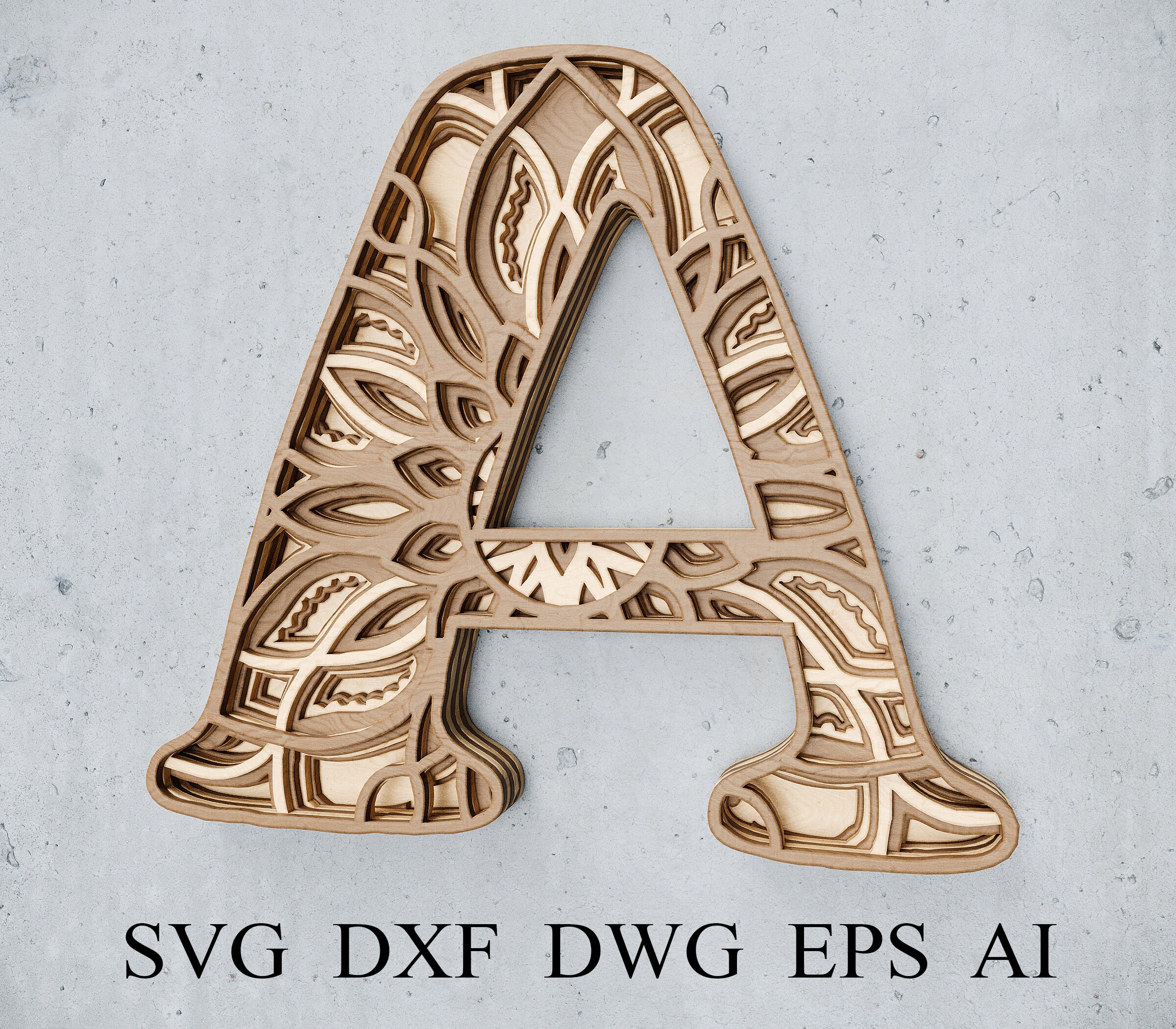 Multilayer Letter A Digital File Layered Letter Mandala DXF - Etsy