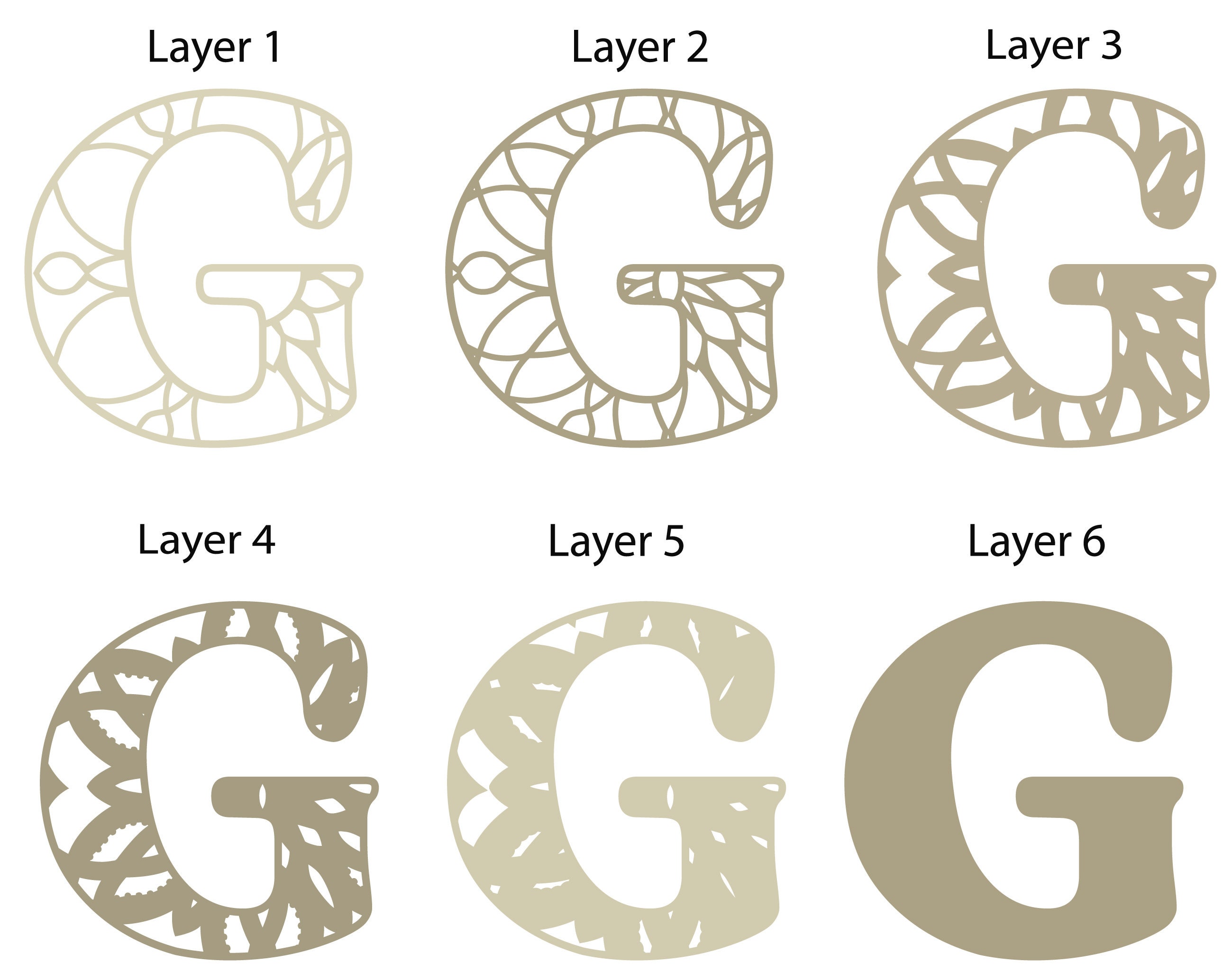 Layered Letter G SVG Alphabet 3D Letters Digital File for - Etsy