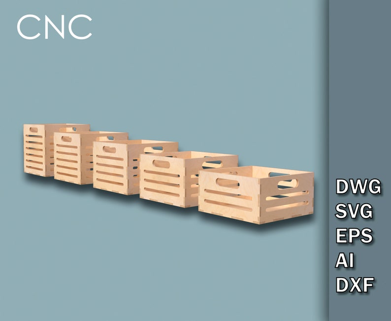 Storage Box Set, 5 Different Size Boxes, CNC Laser Cut Files, DXF, Dwg ...