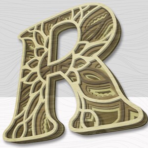 Layered Letter R, SVG Alphabet, 3D Letters, Multilayer Mandala Letter R ...