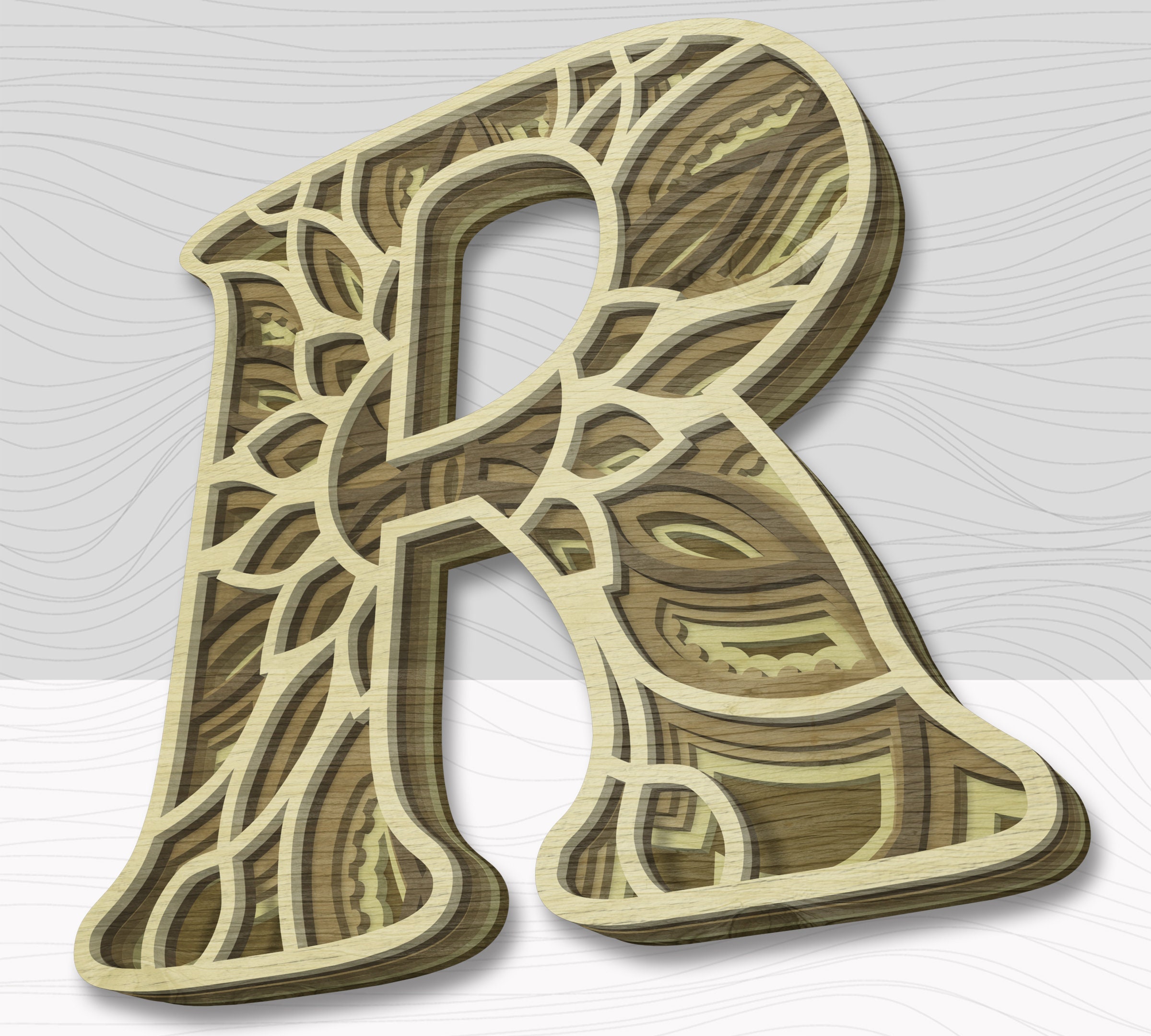 Layered Letter R SVG Alphabet 3D Letters Multilayer Mandala | Etsy