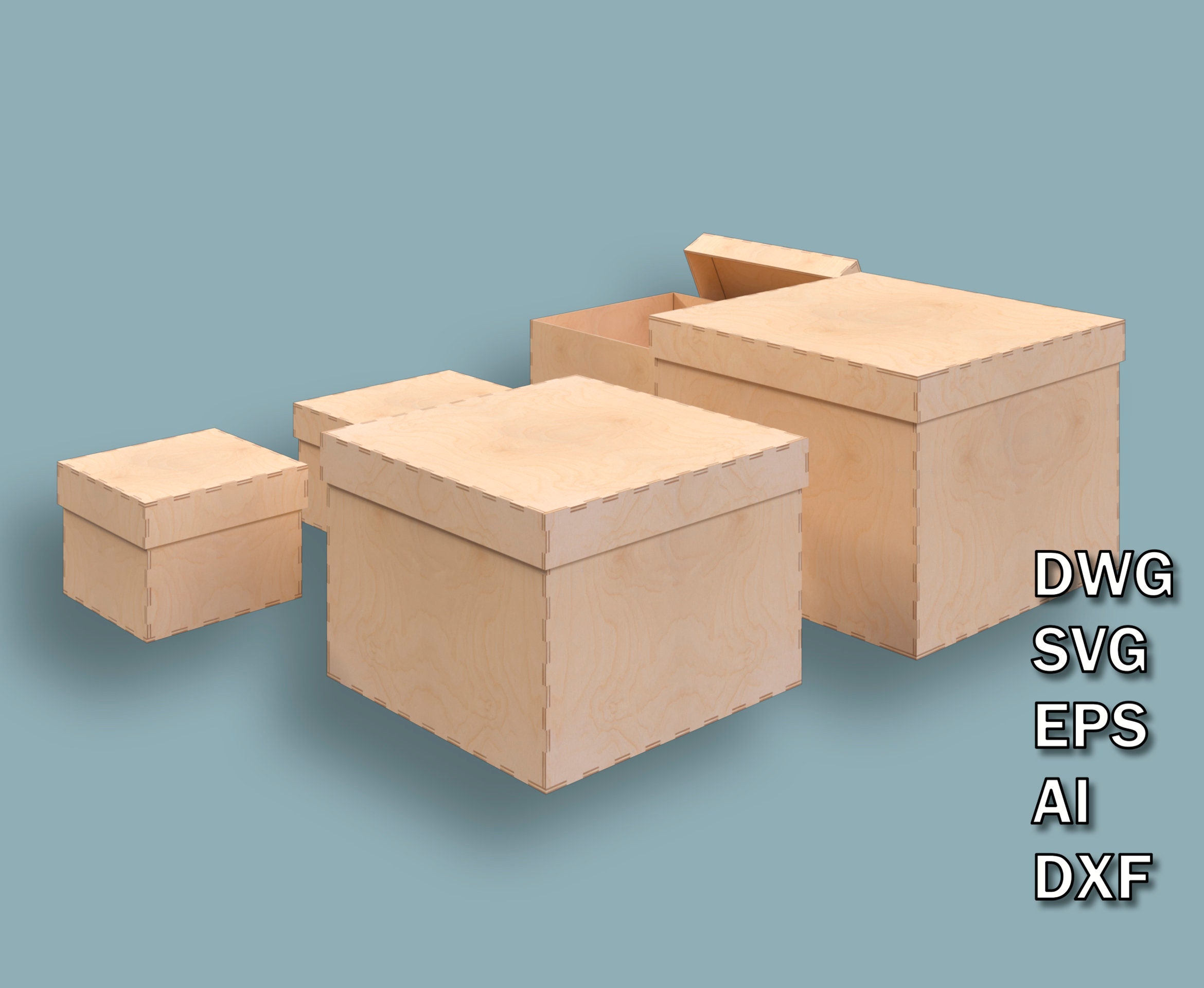 Square Box With Lid / 5 Boxes of Different Sizes / Storage Box Bundle ...