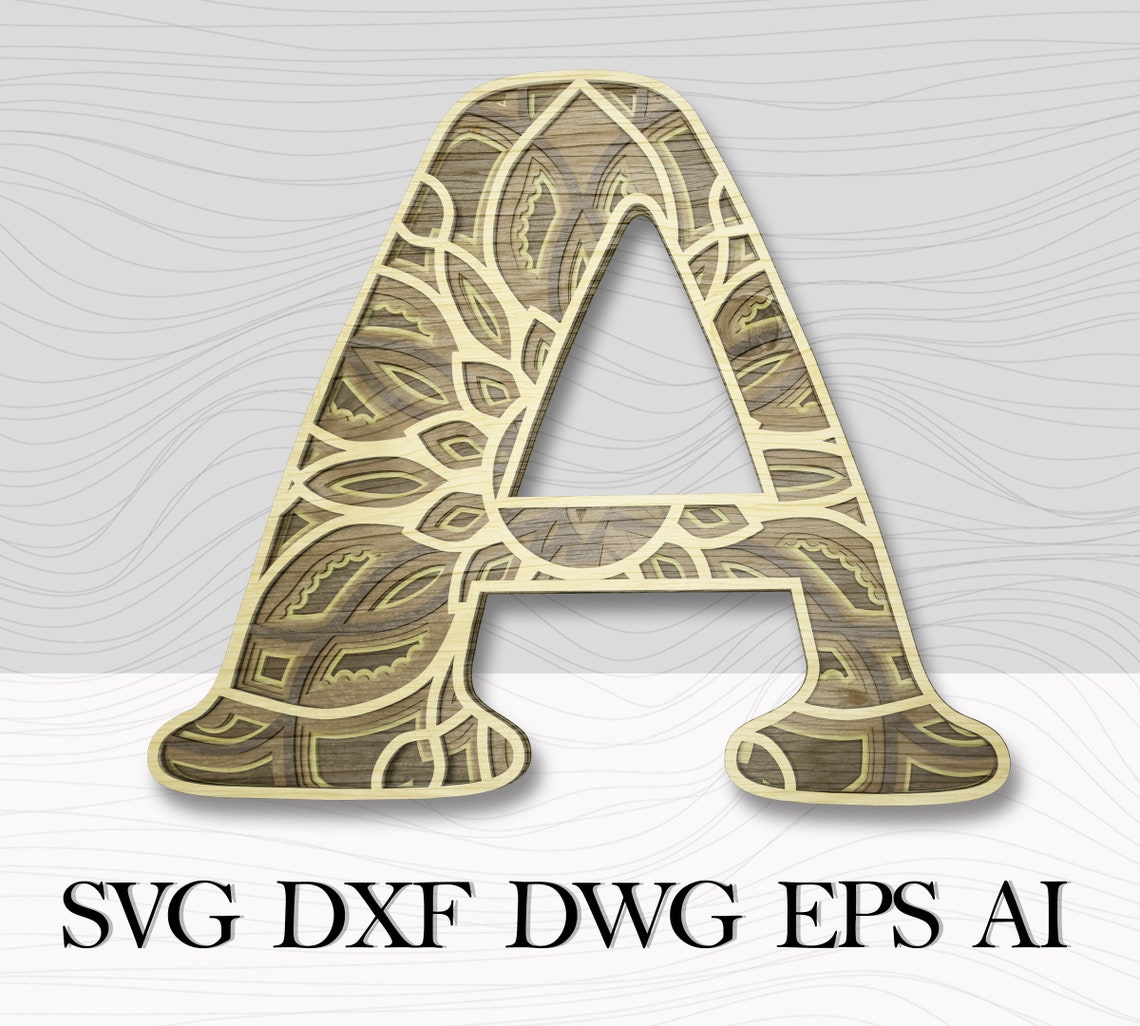 Multilayer Letter A Digital File Layered Letter Mandala DXF - Etsy