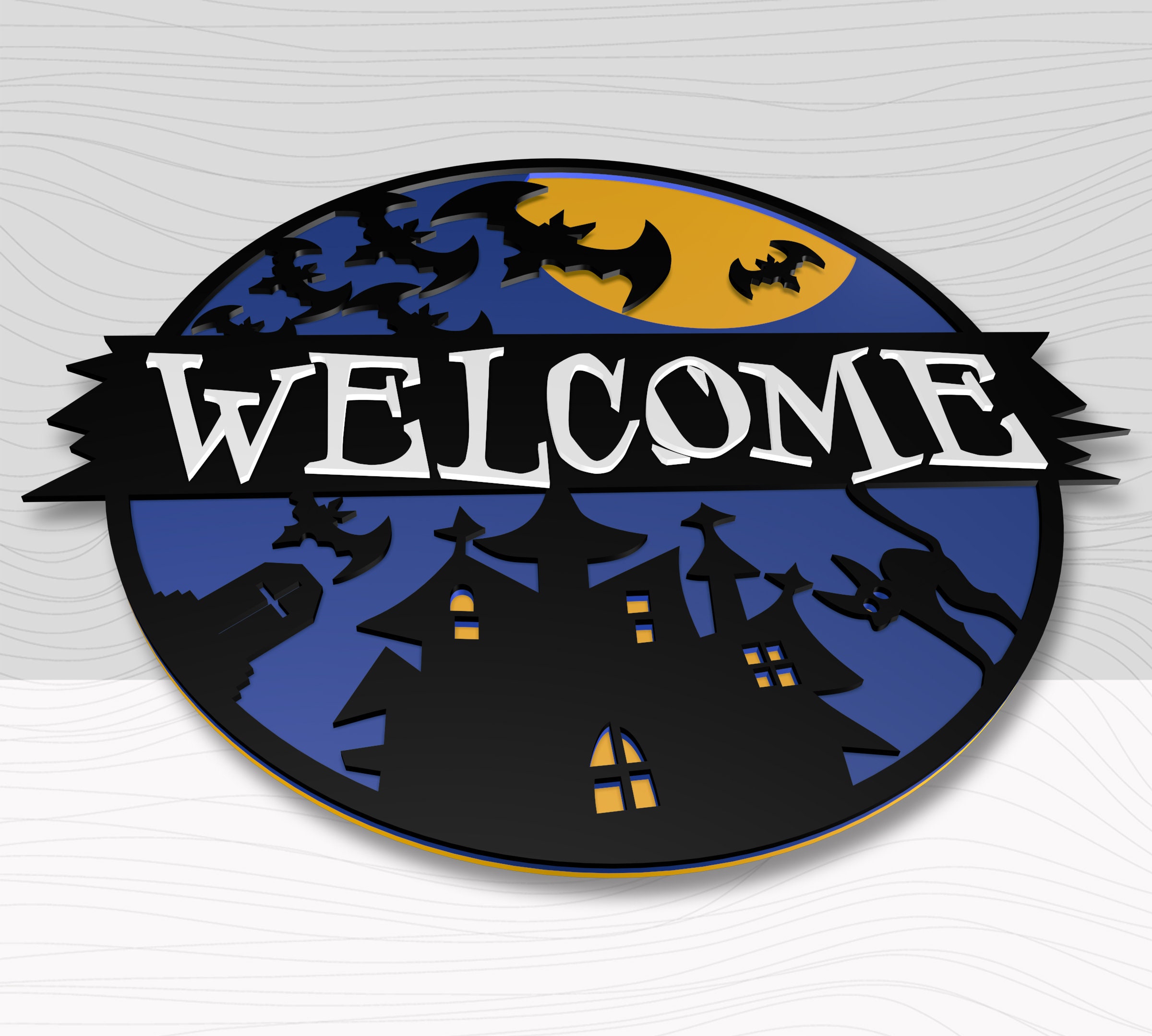 Halloween Welcome Design Round Halloween Door Sign DIY - Etsy