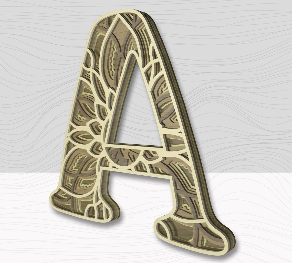 Multilayer Letter A Digital File Layered Letter Mandala DXF | Etsy