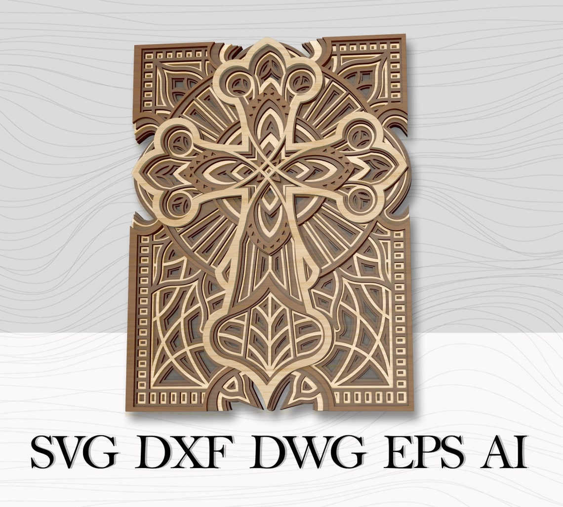 DXF Multilayer Cross SVG Mandala Layered CNC Laser Cut - Etsy