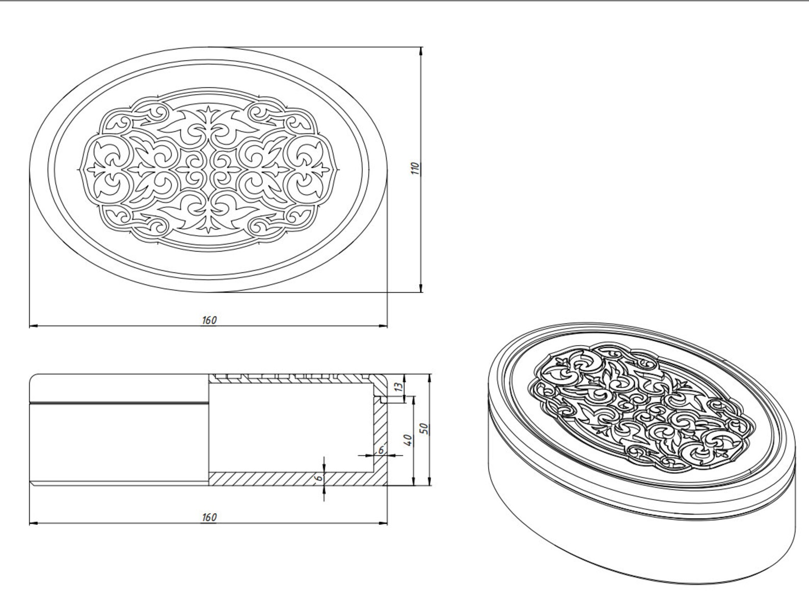 Oval Jewelry Storage Box STL, Box for Your Small Things, STL Models for ...
