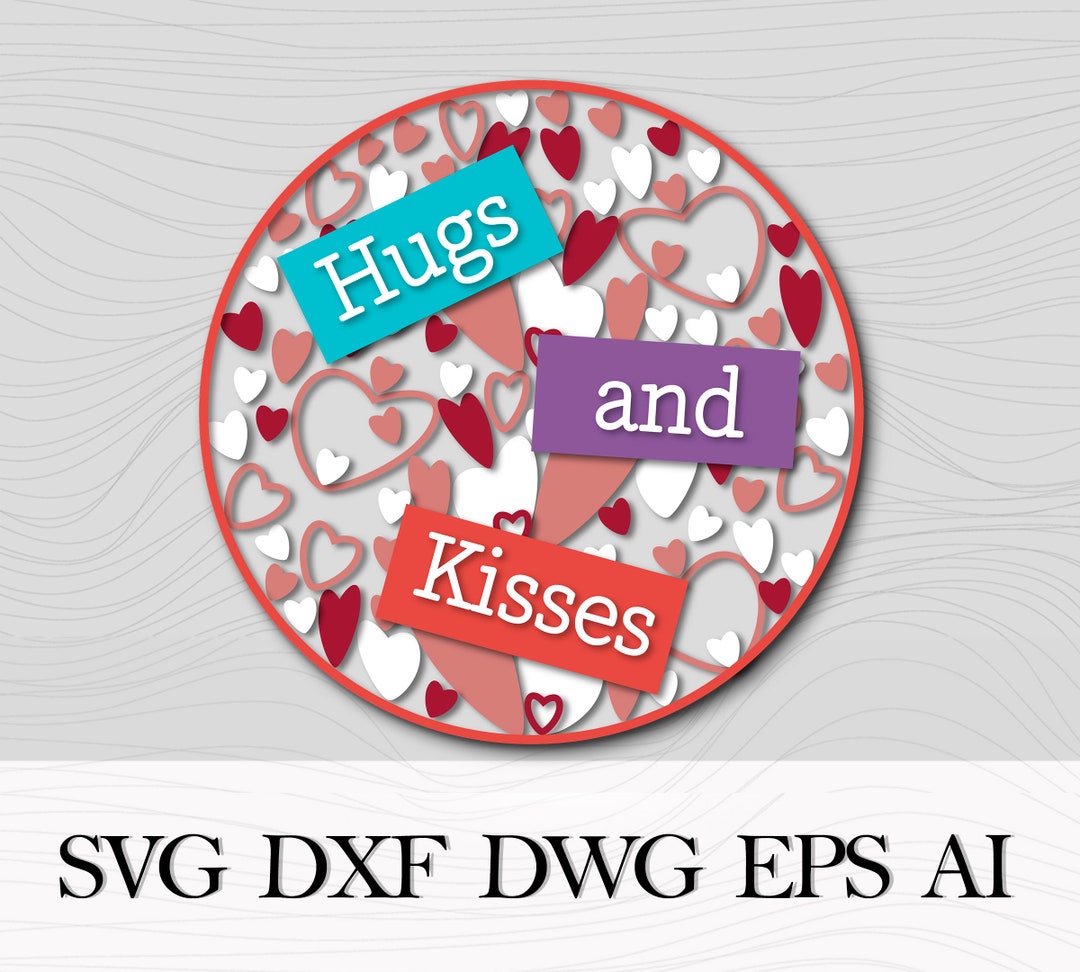 Round Sign Hugs and Kisses, Valentines Farmhouse Decor, Valentine Door ...